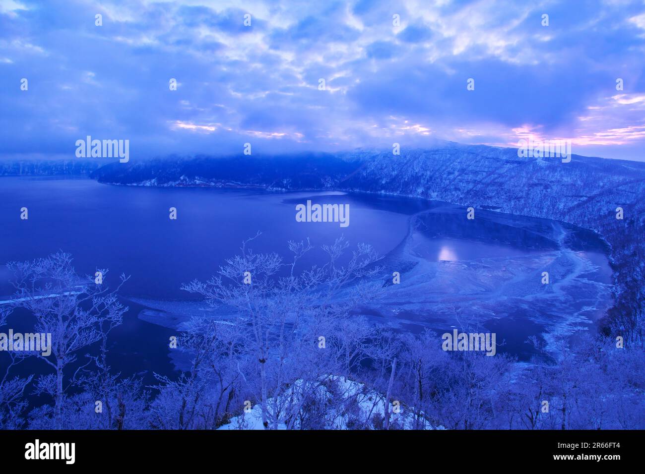 Lake Mashu Ko Morning and Ice Trees Stock Photo - Alamy