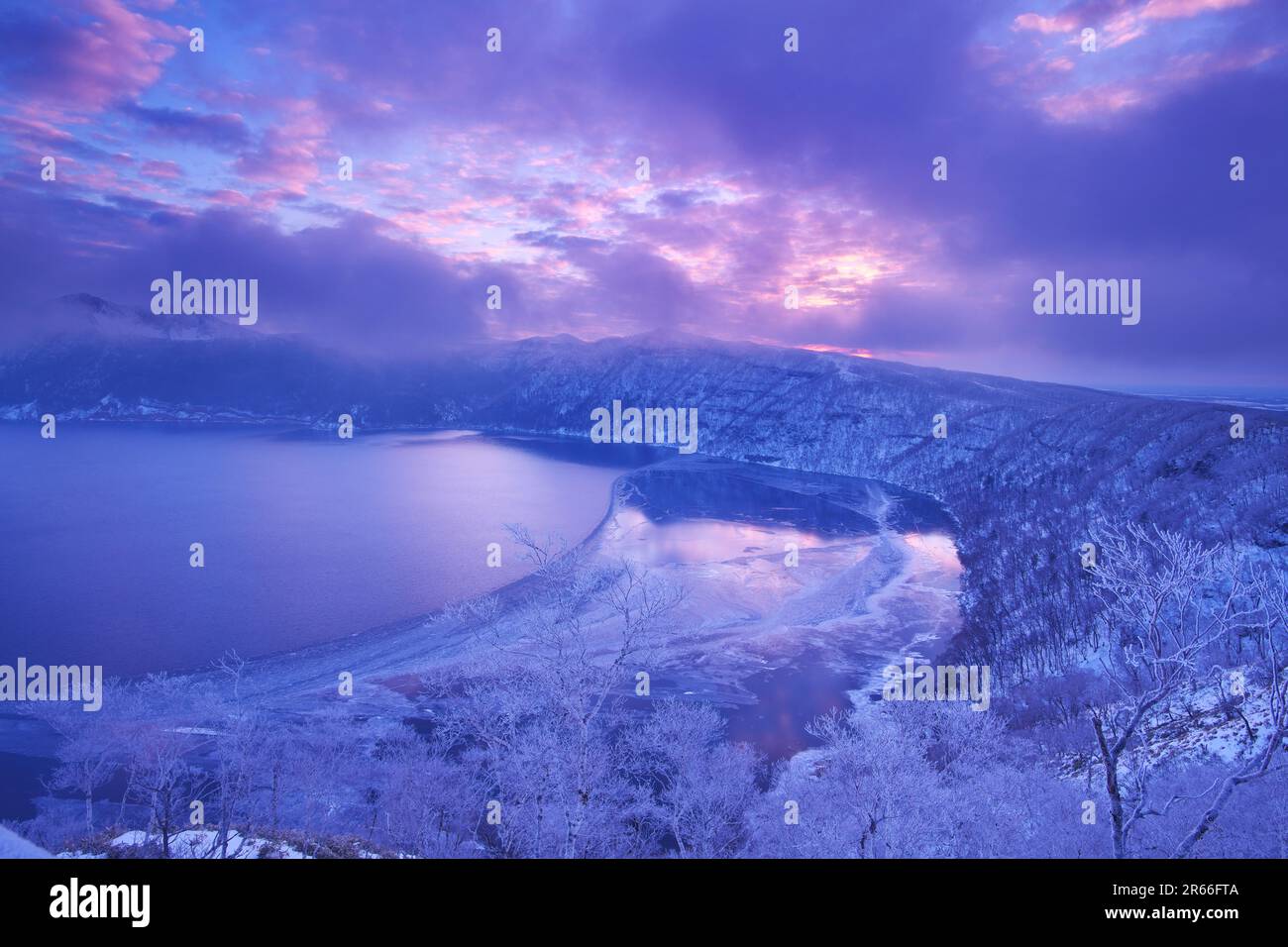 Lake Mashu Ko Morning and Ice Trees Stock Photo - Alamy