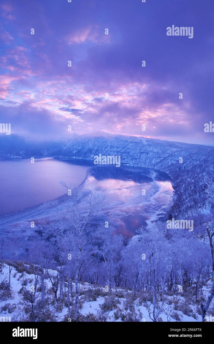 Lake Mashu Ko Morning and Ice Trees Stock Photo - Alamy