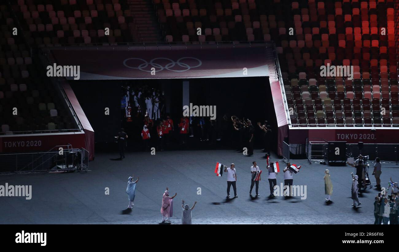 AUG 8, 2021 - Tokyo, Japan: Team SYRIA athletes during the Closing ...