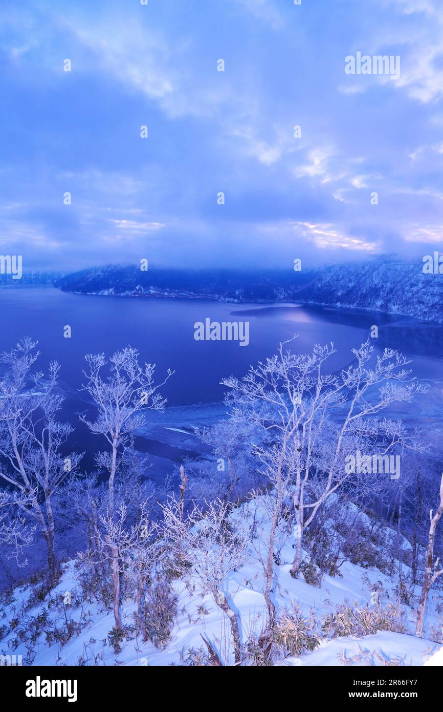 Lake Mashu Ko Morning and Ice Trees Stock Photo - Alamy