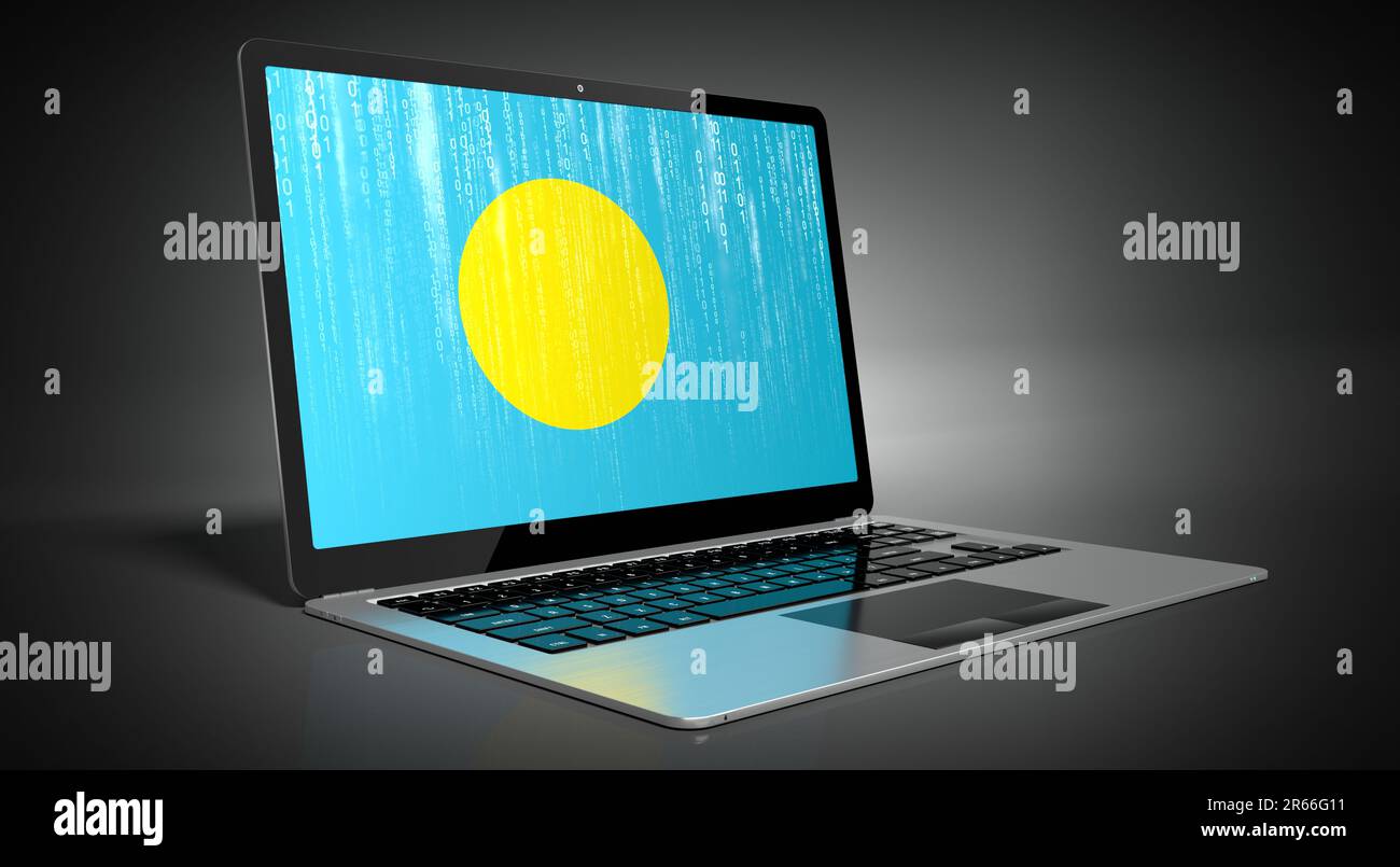 Palau - country flag and binary code on laptop screen - 3D illustration Stock Photo - Alamy