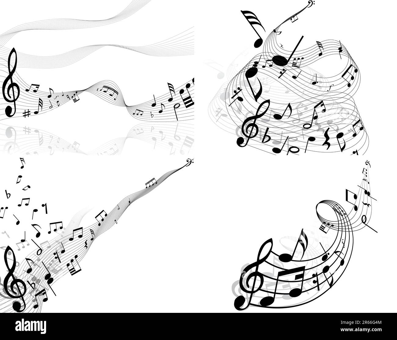 Set of four vector musical notes staff Stock Vector Image & Art - Alamy