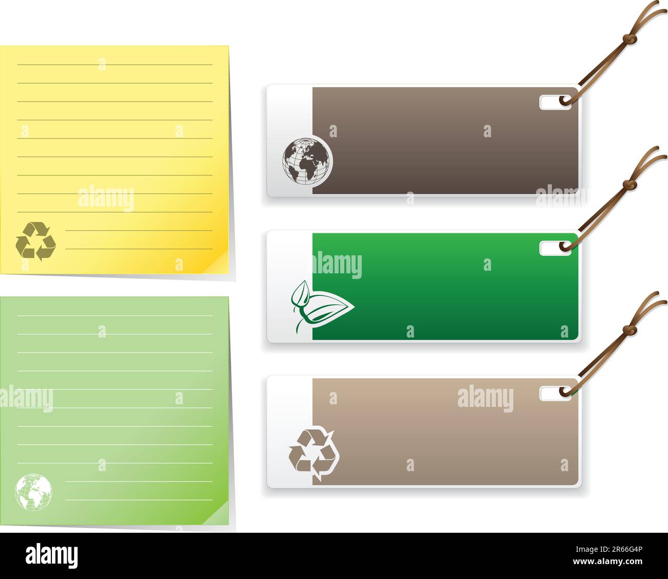 Colored papers for notes and labels with environmental signs and ...