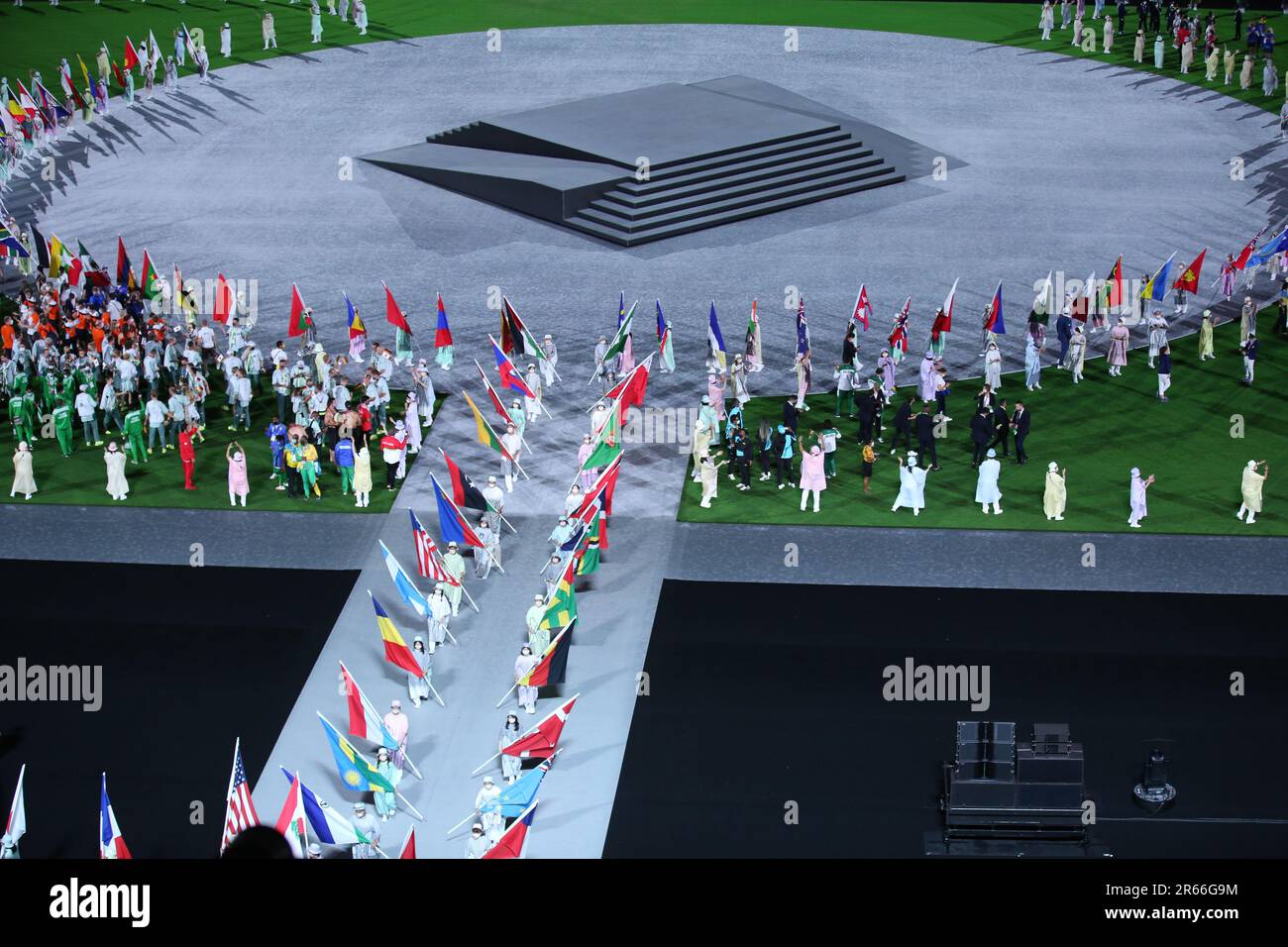 AUG 8, 2021 - Tokyo, Japan: flags of the participating Nations leave ...