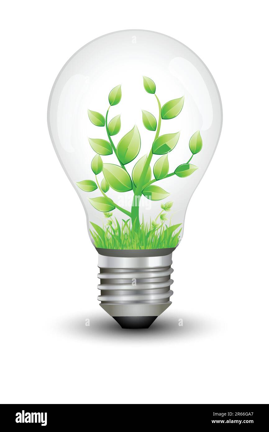 illustration of plant growing inside electric bulb Stock Vector Image ...