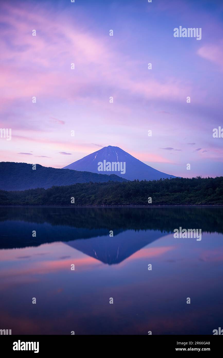 Fuji upside down in the morning glow reflected on West Lake Stock Photo ...