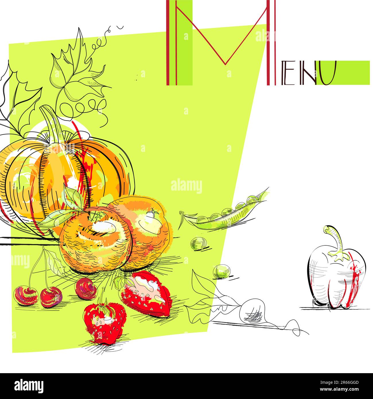 Menu with fruit and vegetables Stock Vector Image & Art - Alamy