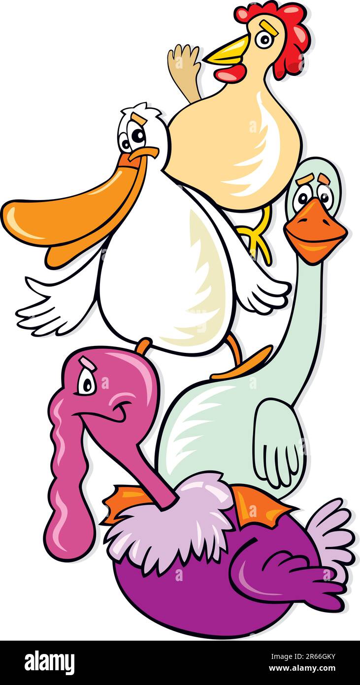 Cartoon illustration of farm birds pyramid Stock Vector Image & Art - Alamy