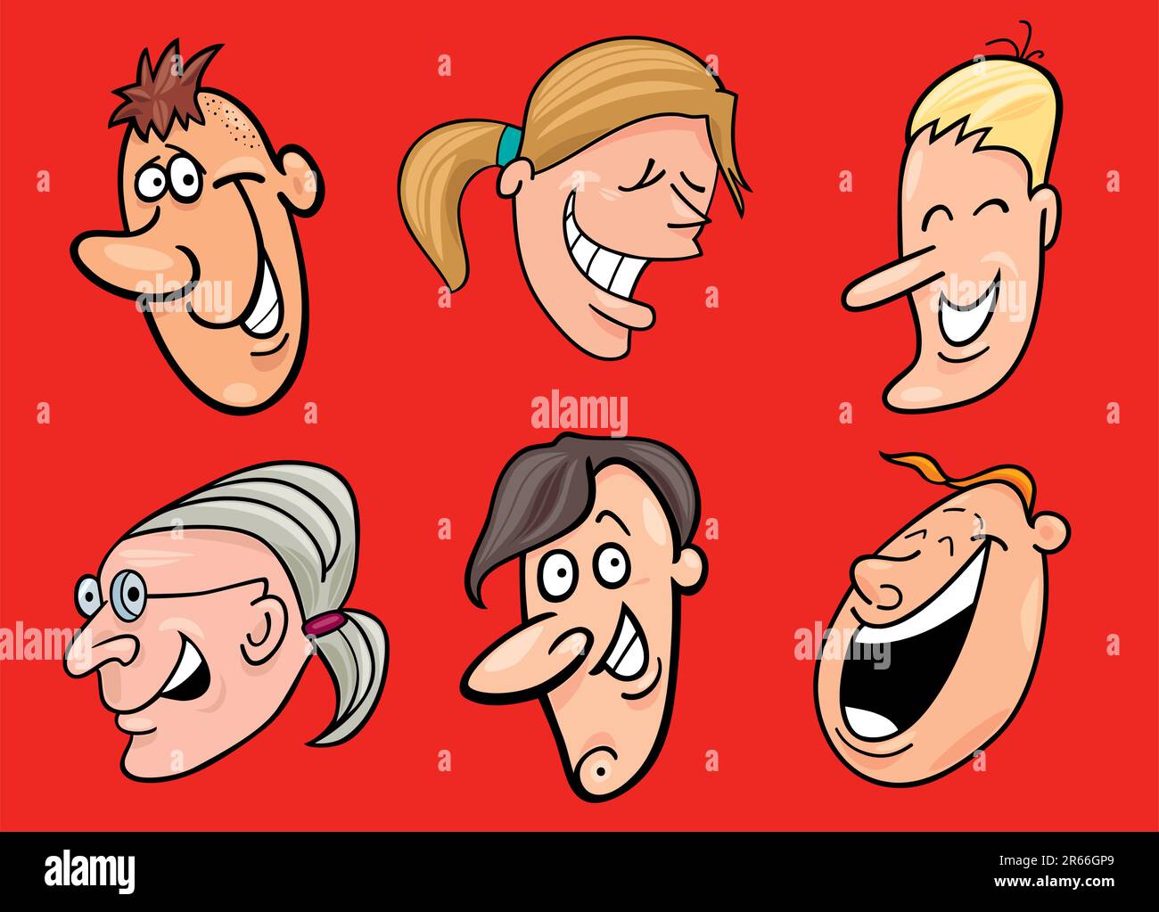 Cartoon vector illustration of set of funny faces Stock Vector Image ...