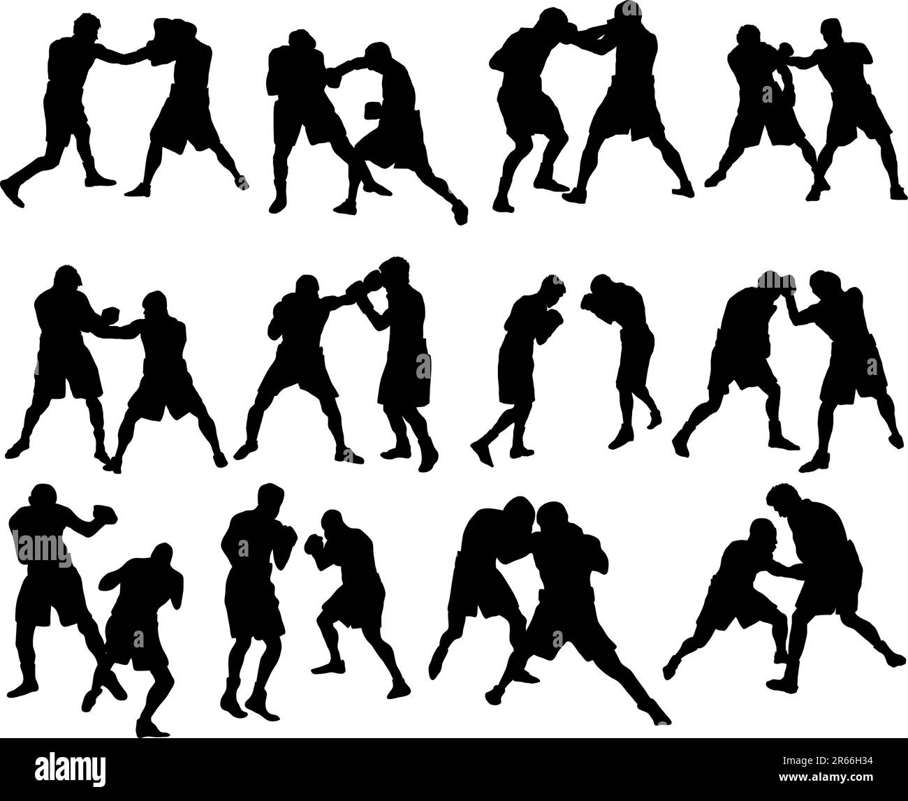 Set of different boxing silhouettes. Vector illustration Stock Vector ...