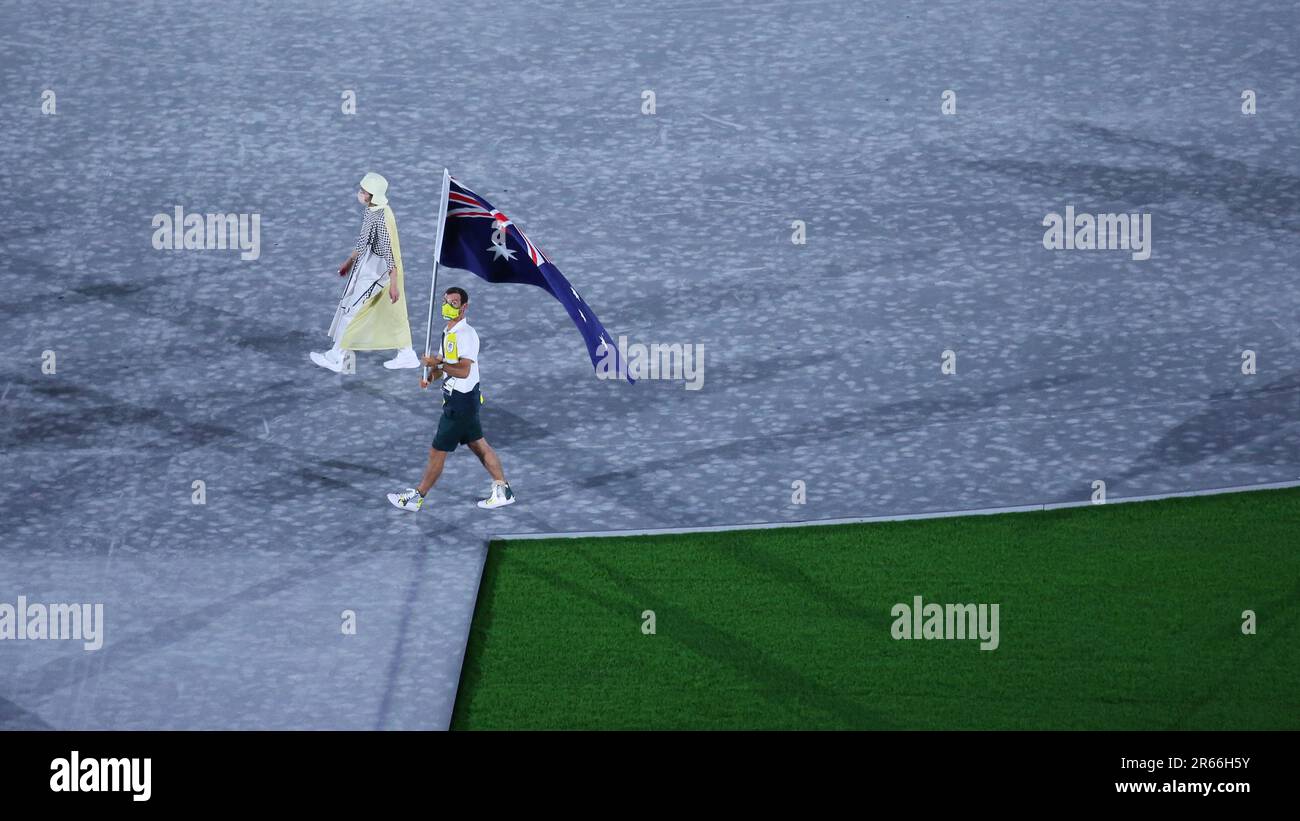 AUG 8, 2021 - Tokyo, Japan: MATHEW BELCHER is Team Australia's flag ...