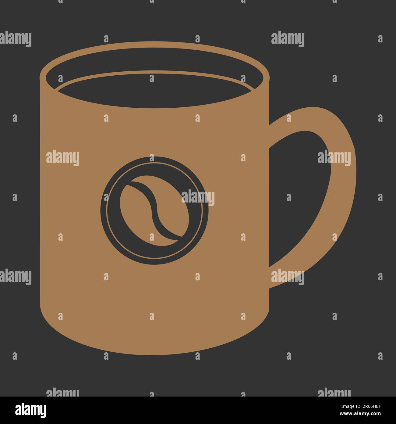 Coffee mug design on dark background, Flat style vector illustration ...