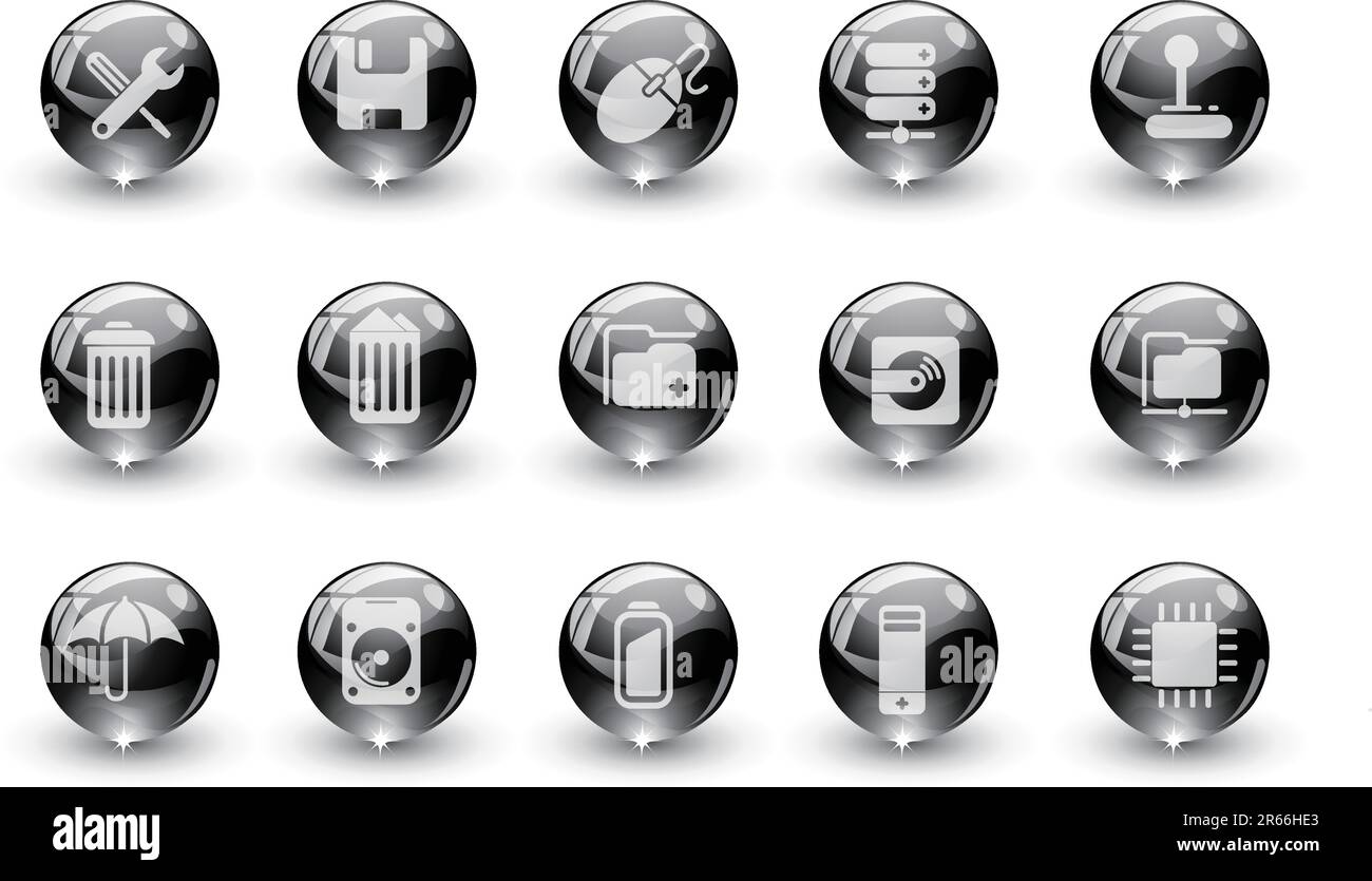 Computer and Data icons black crystal Series Stock Vector Image & Art ...