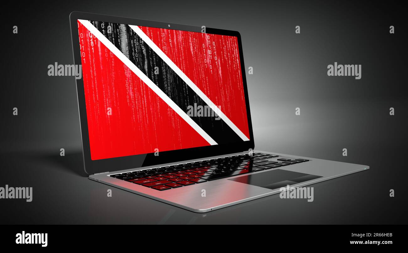 Trinidad and Tobago - country flag and binary code on laptop screen ...