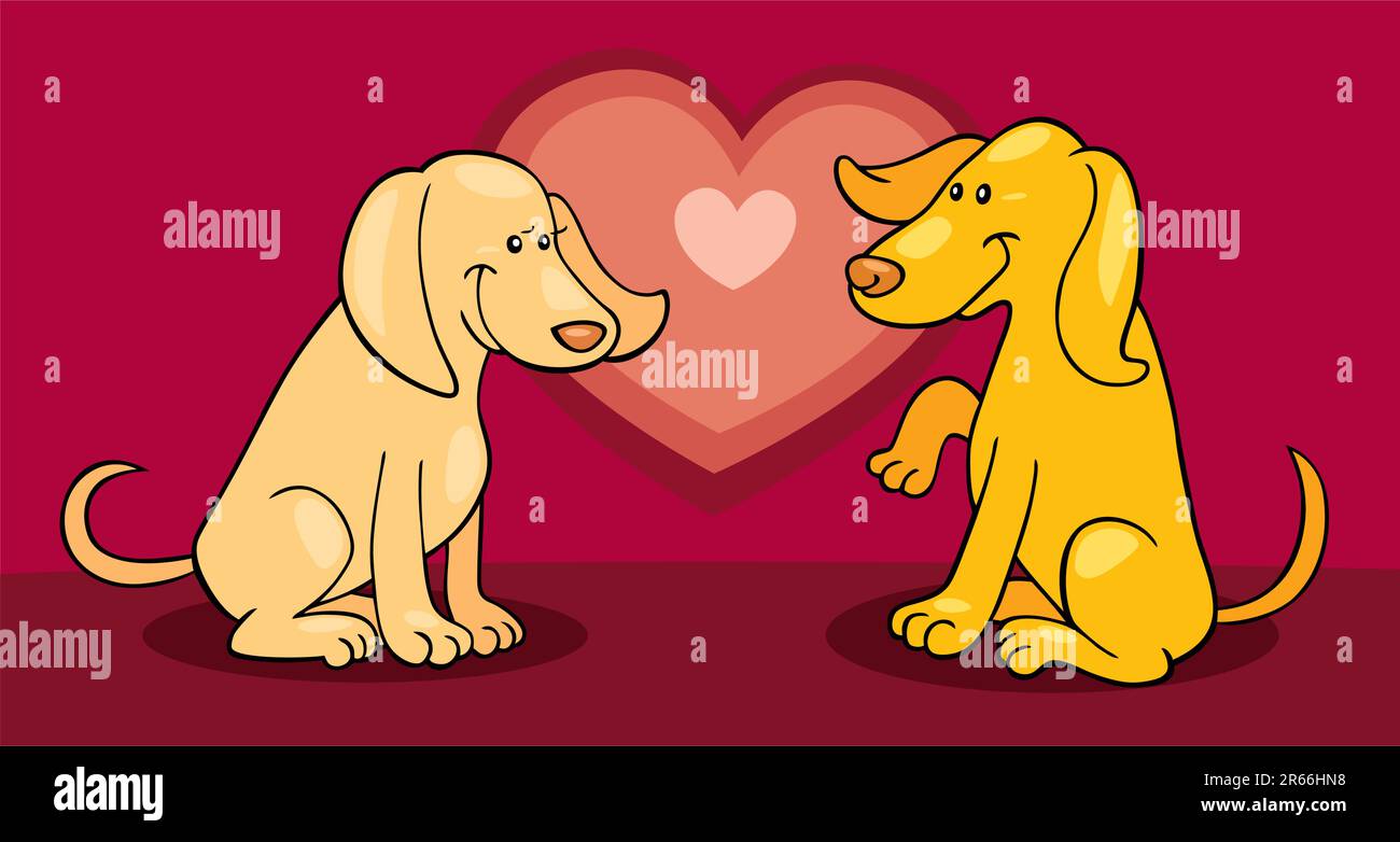 Cartoon vector illustration of puppies in love Stock Vector Image & Art ...
