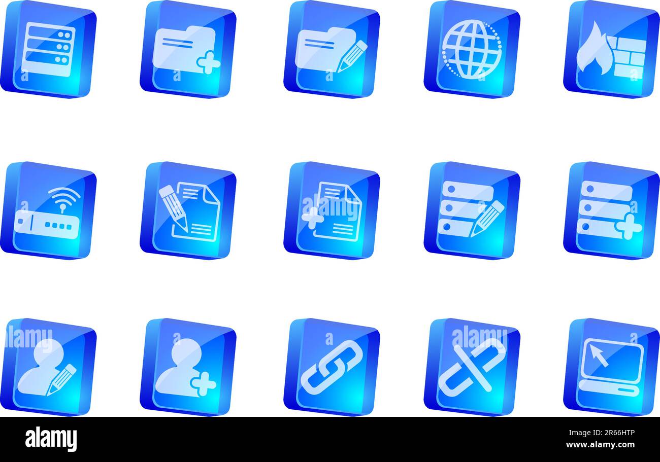 Database and Network icons blue transparent box series Stock Vector ...