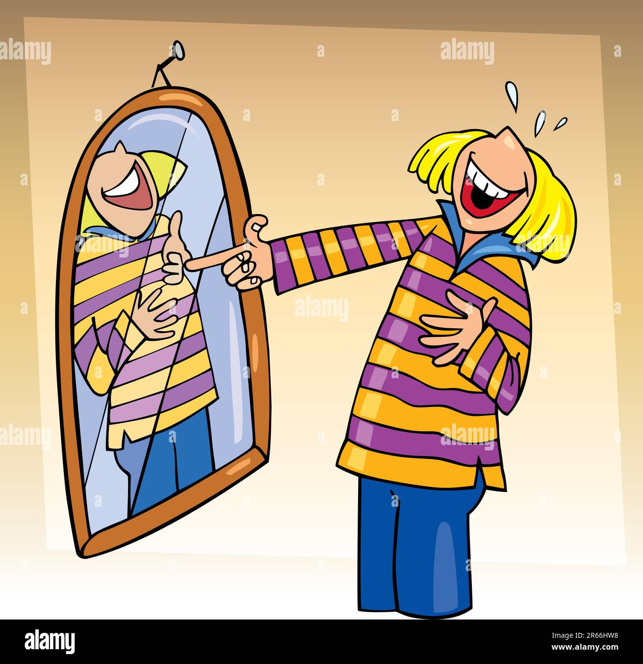 Illustration of girl laughing to mirror Stock Vector Image & Art - Alamy