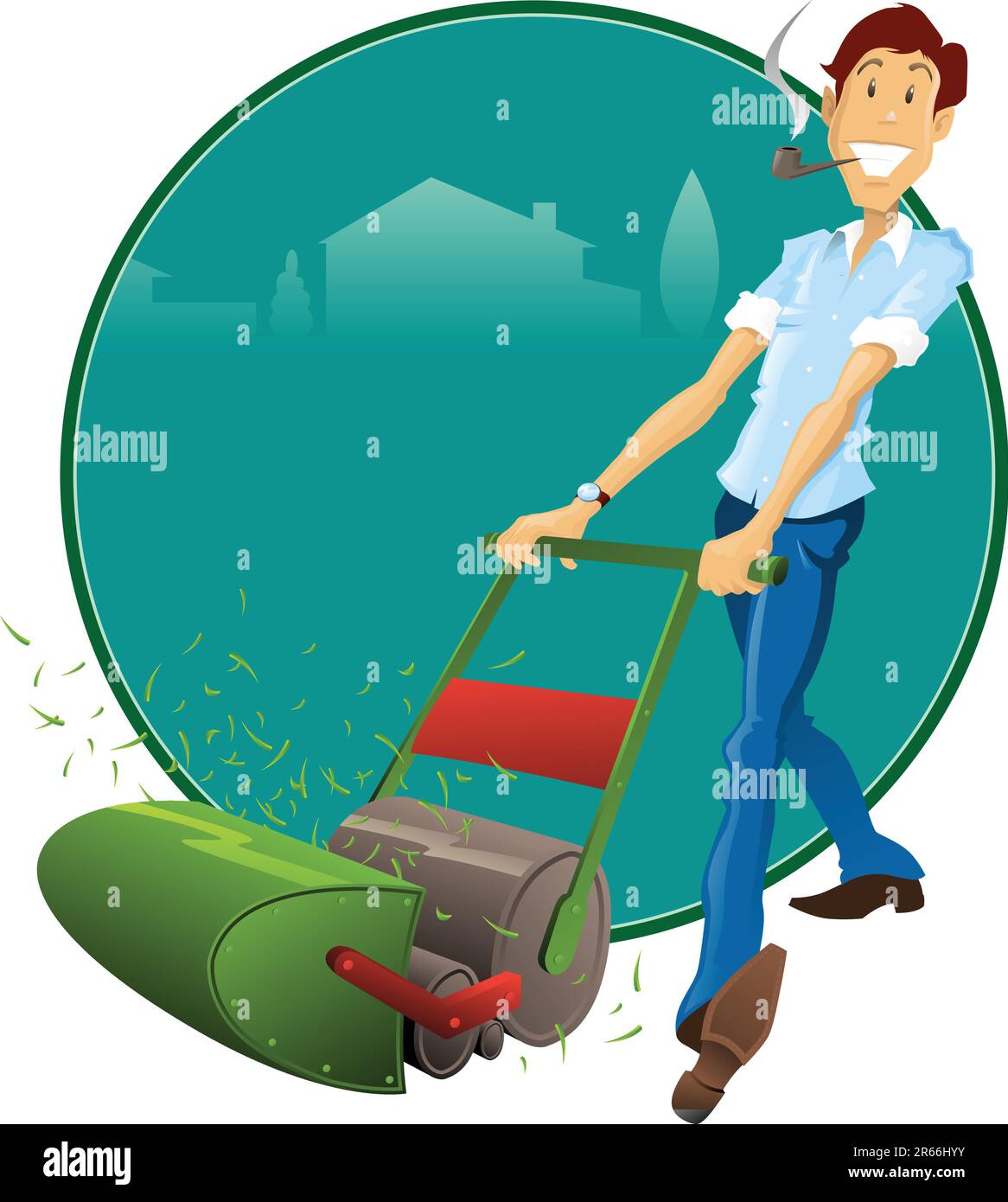 Illustration of a fifties Retro Style father with his pipe and ...