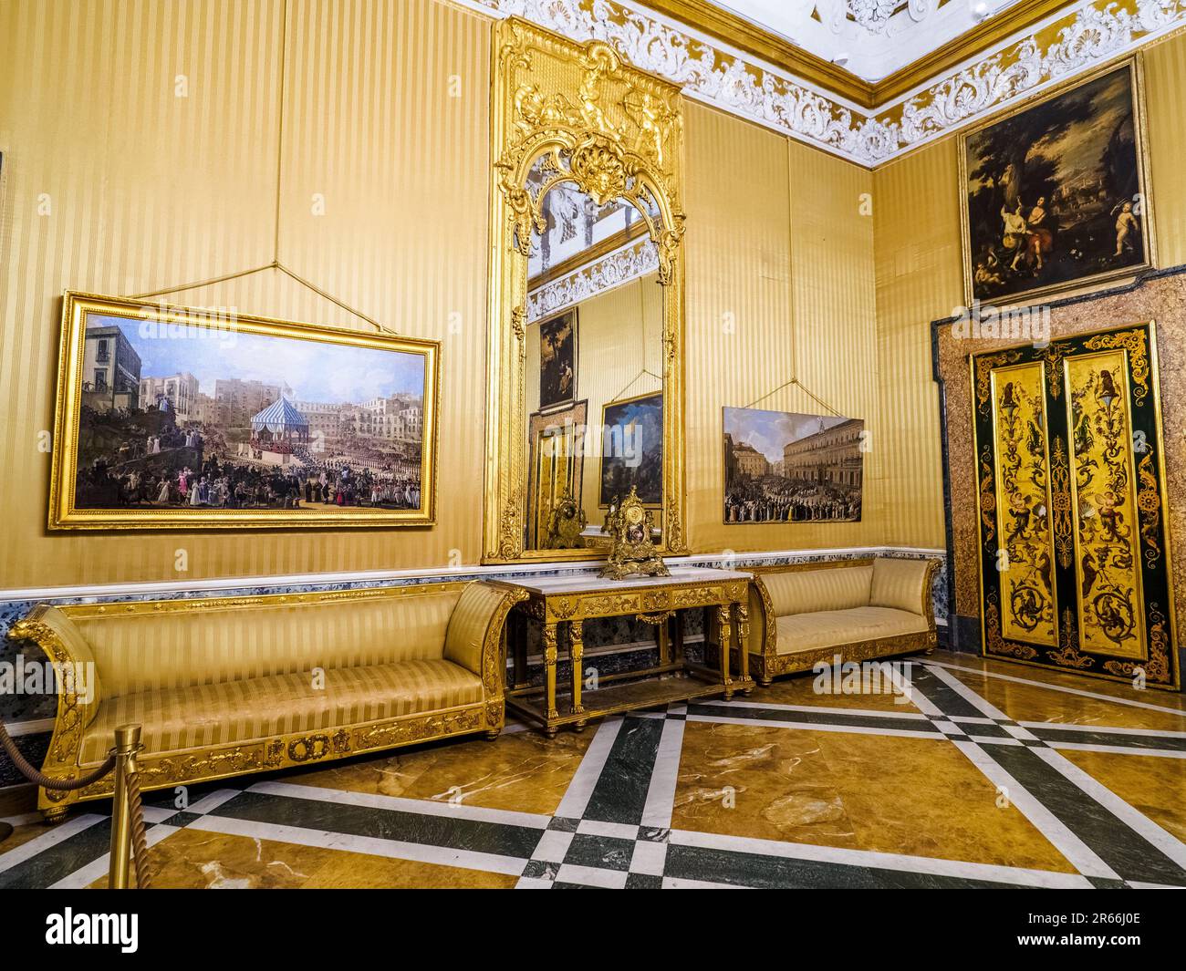 The Queen's room with his rare Rococo white and gilt stucco decoration ...