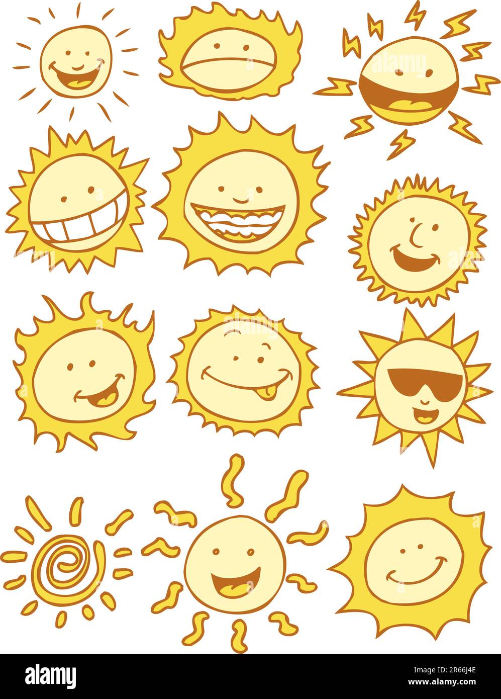 Set of 12 funny cartoon suns Stock Vector Image & Art - Alamy