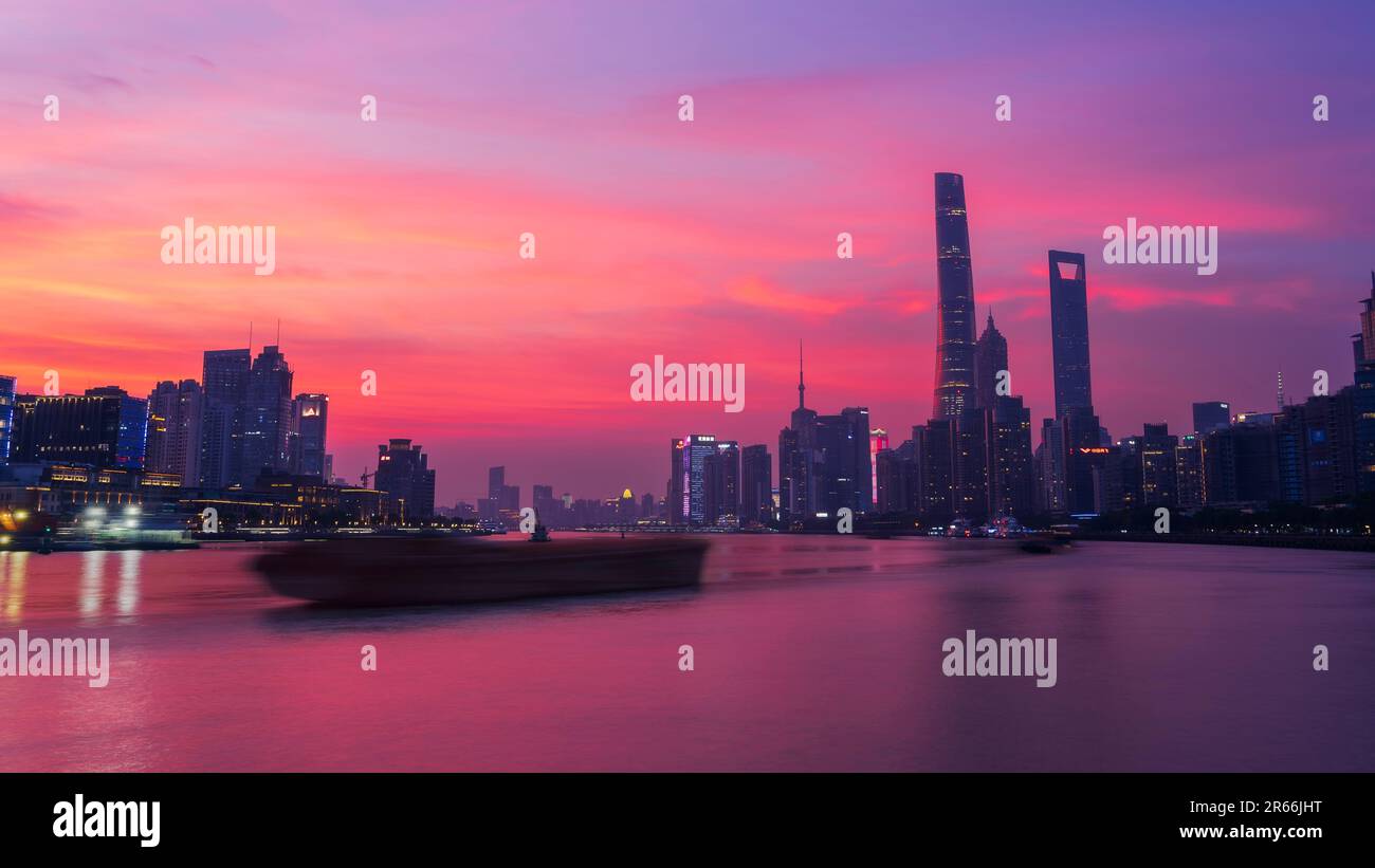 A stunning aerial view of the skyline of Shanghai, China, featuring ...