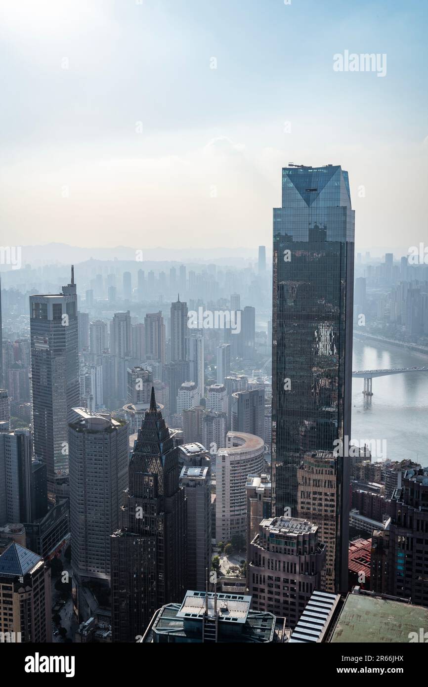 A stunning aerial view of the skyline of Shanghai, China, featuring ...
