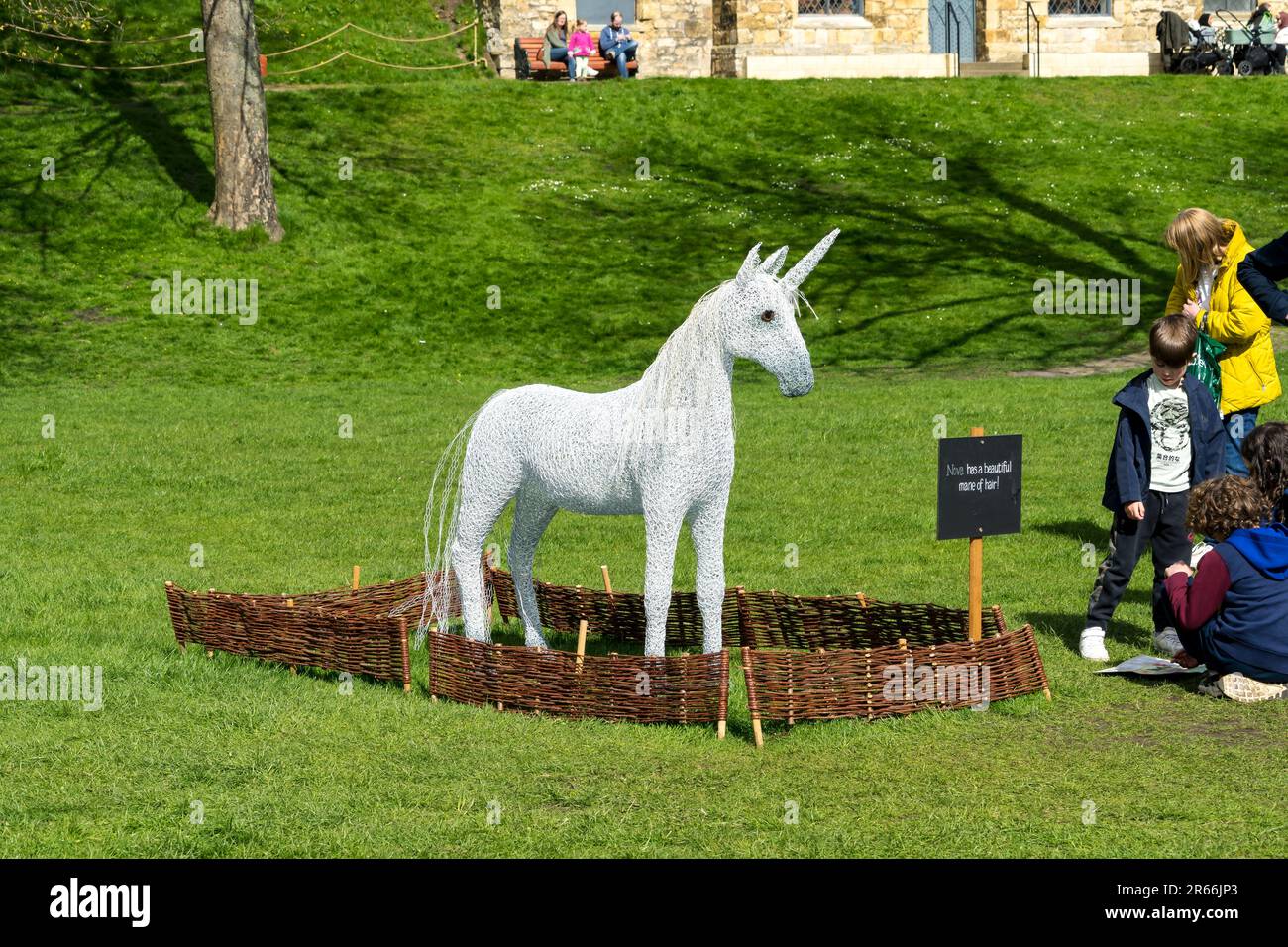 Nova the white unicorn model in lincoln castle grounds hi-res stock ...
