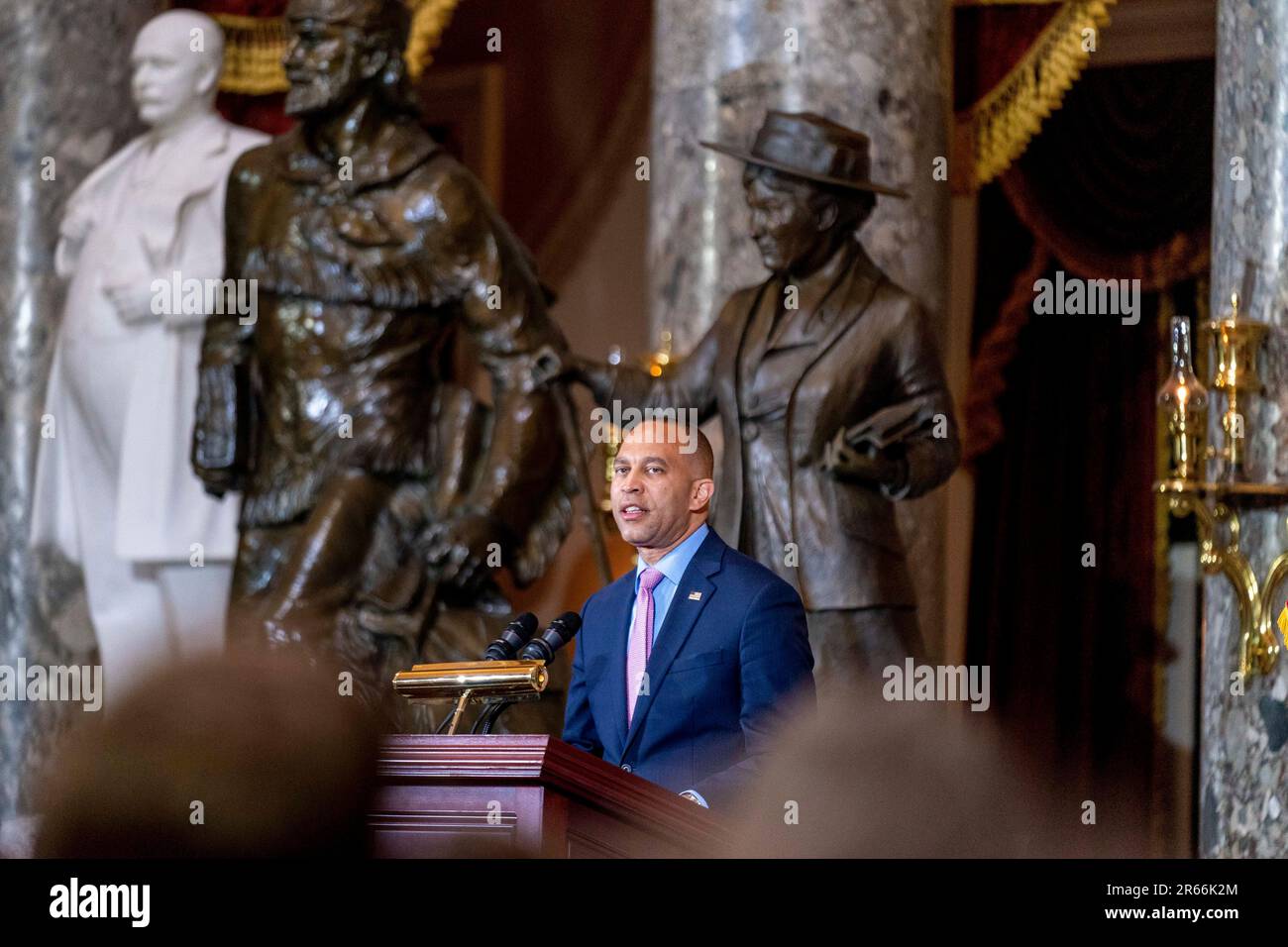House Minority Leader Hakeem Jeffries of N.Y., speaks during an ...