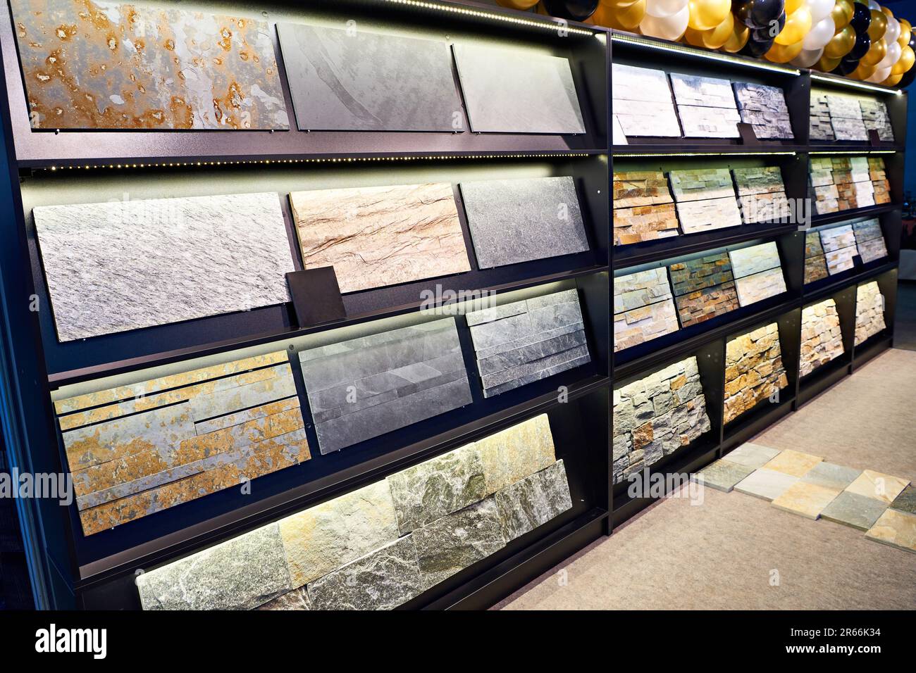 Natural stone panels in shop at the exhibition Stock Photo - Alamy