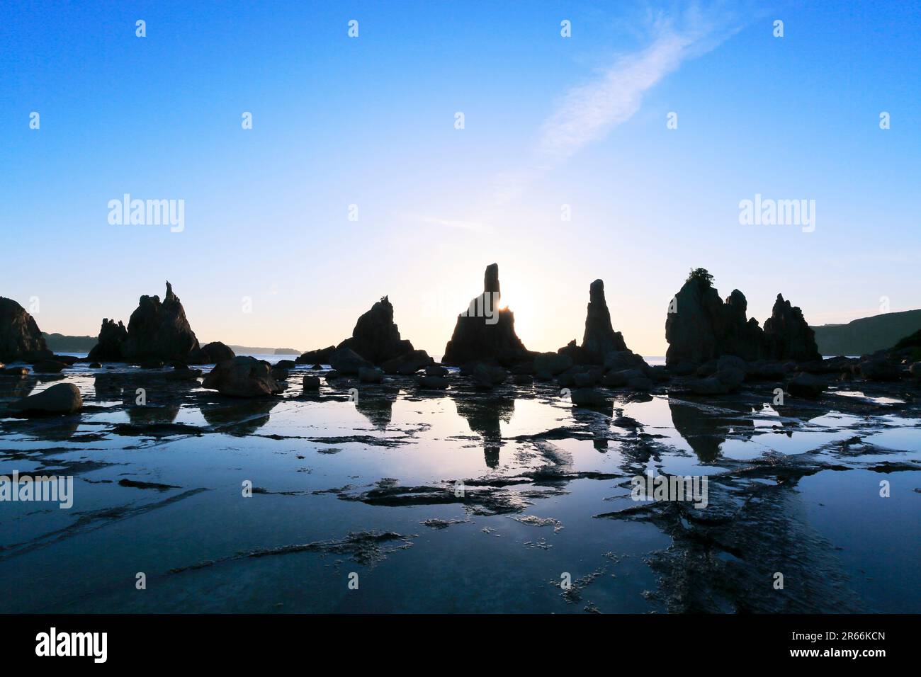 Hashigui rocks and the morning sun Stock Photo - Alamy