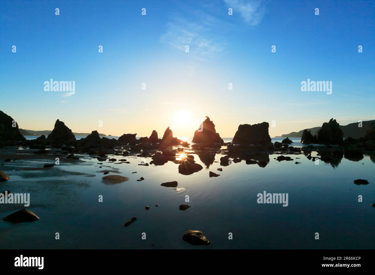 Hashigui rocks and the morning sun Stock Photo - Alamy