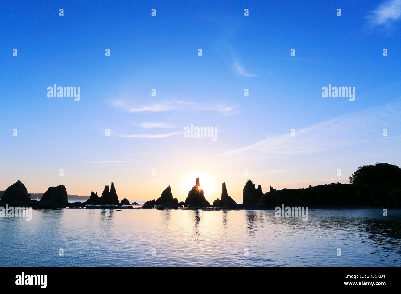 Hashigui rocks and the morning sun Stock Photo - Alamy