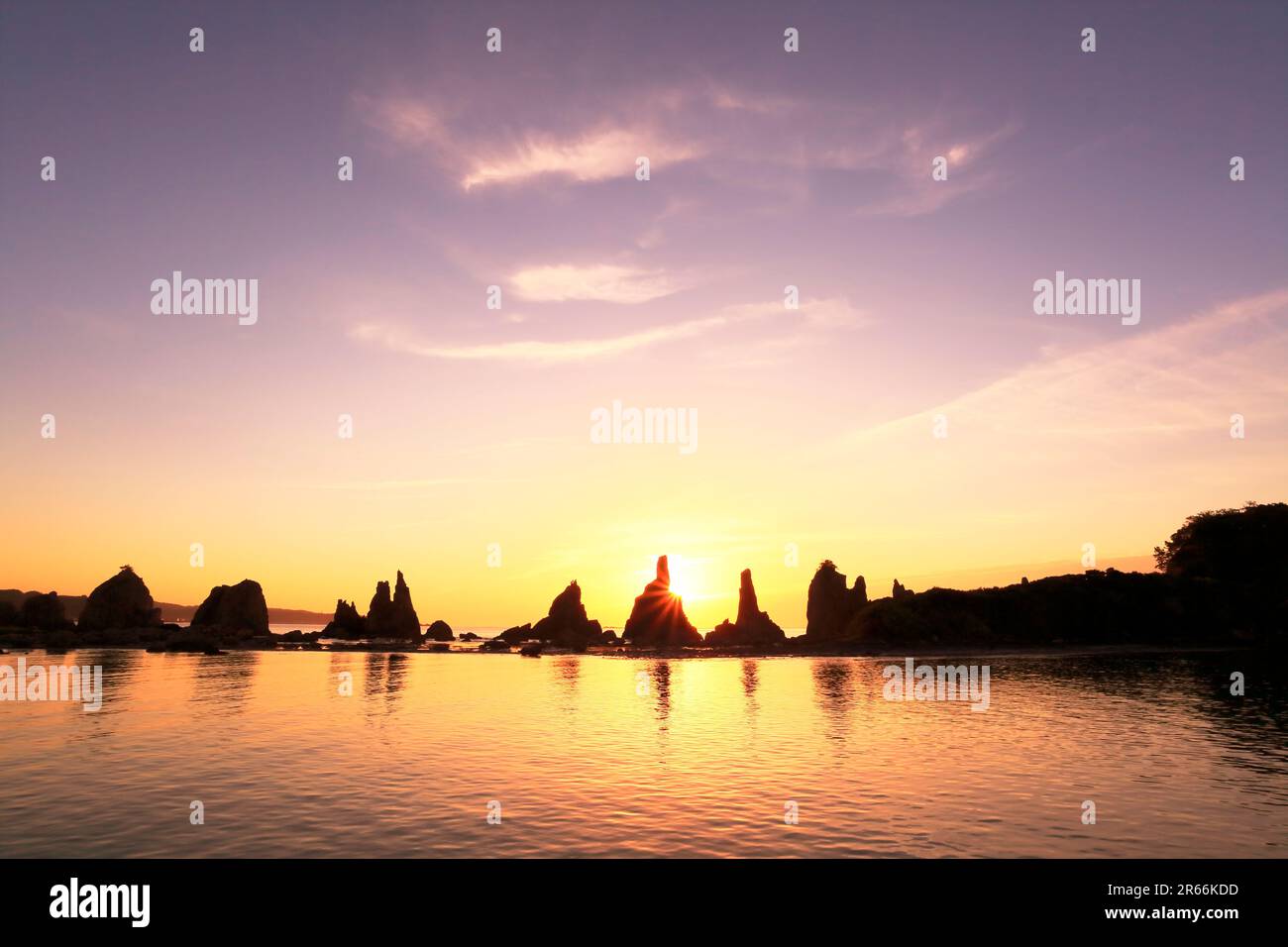 Hashigui rocks and the morning sun Stock Photo - Alamy