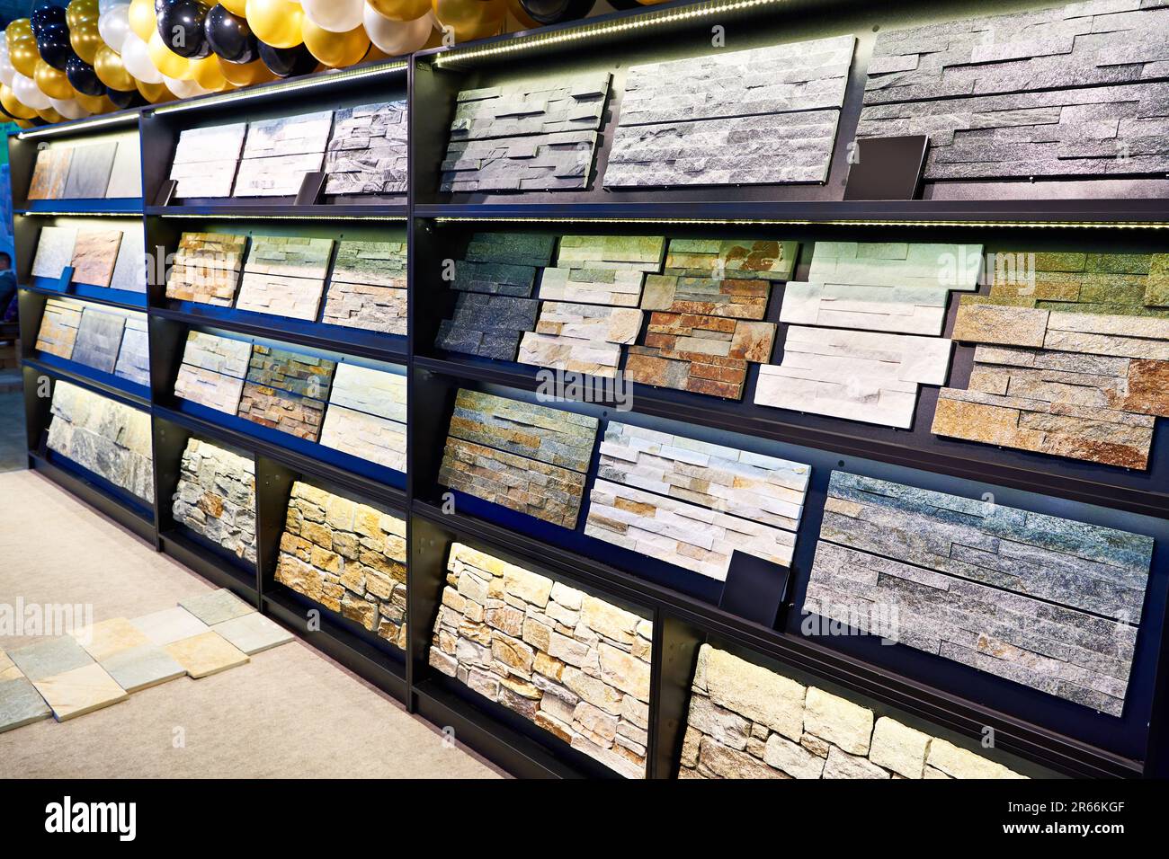 Natural stone panels in shop at the exhibition Stock Photo - Alamy