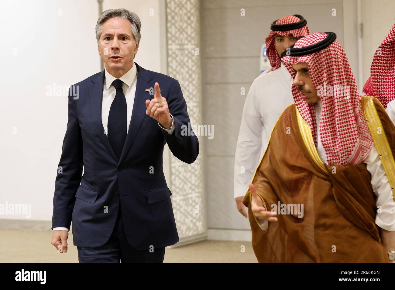 U.S. Secretary of State Antony Blinken walks with Saudi Arabia's ...