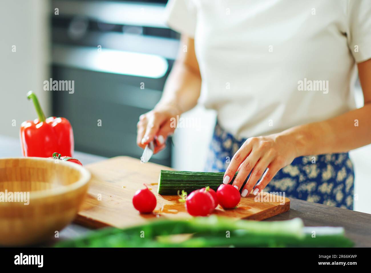 Female hands cooking healthy dinner at kitchen Stock Photo - Alamy