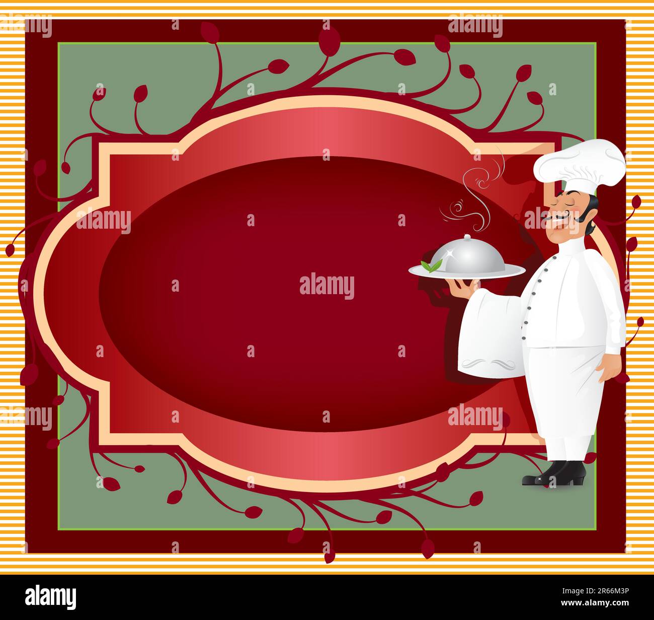Vector illustration of professional chef serving delicious meal with ...