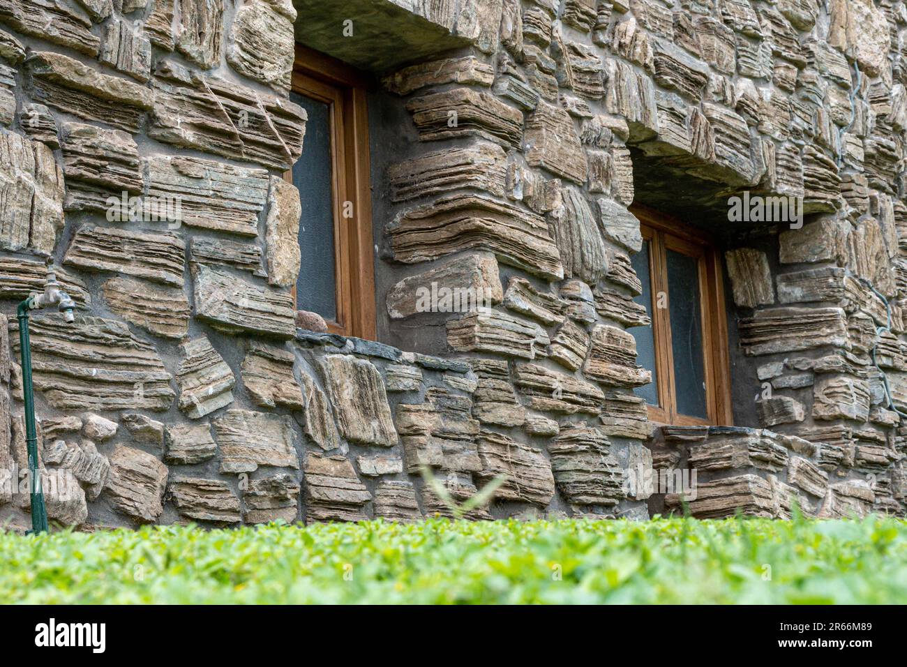 A high-resolution close-up shot of a building structure constructed of ...