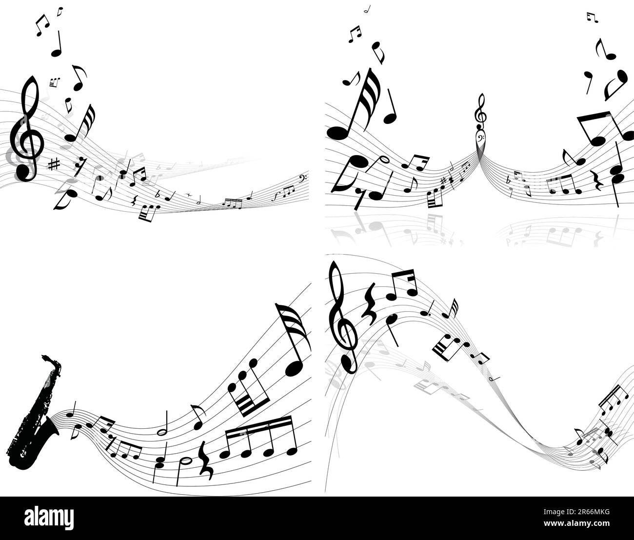 Set of four vector musical notes staff Stock Vector Image & Art - Alamy