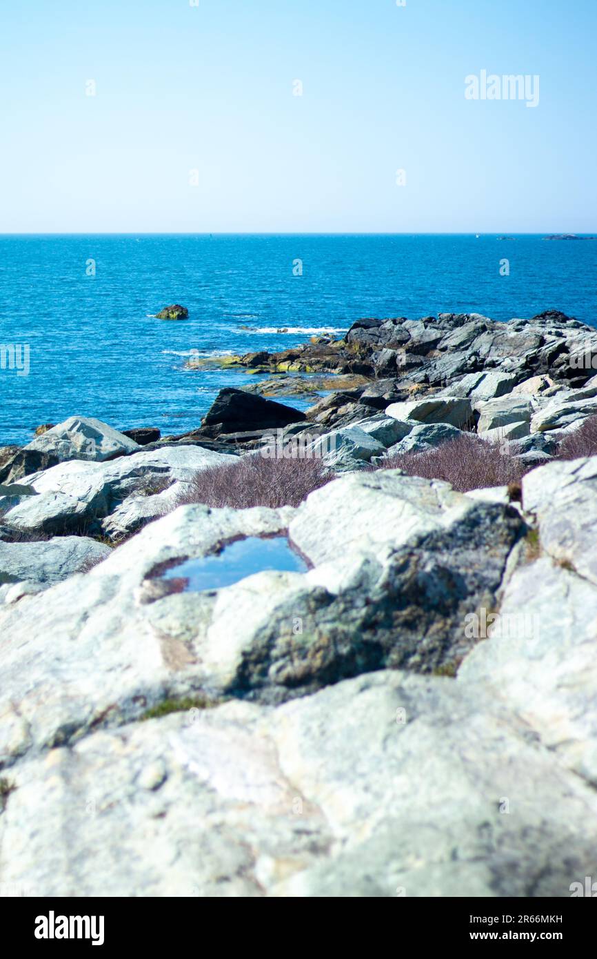 Gorgeous view rocks and water of Narragansett Bay from Sachuest Point ...