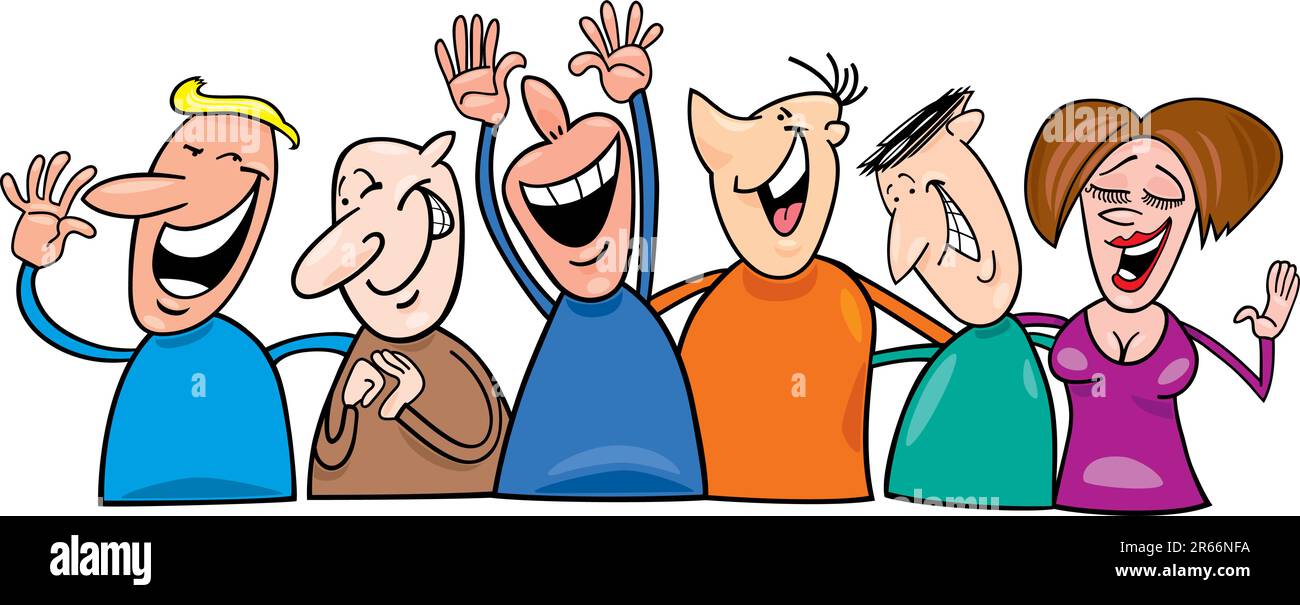 Cartoon vector illustration of group of happy people Stock Vector Image ...