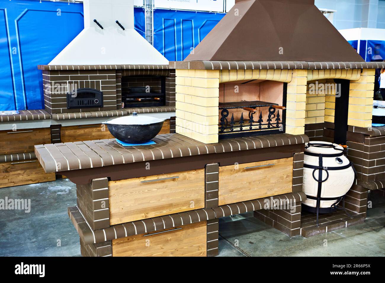 Barbecue building with tandoor and grill on exhibition Stock Photo - Alamy
