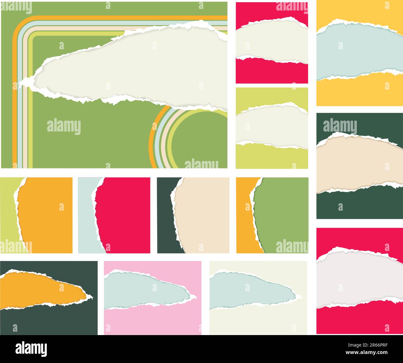Vector detailed ripped paper set. Various forms and colors Stock Vector ...