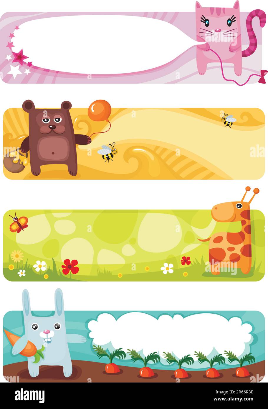 vector illustration of a cute animal card set Stock Vector Image & Art ...