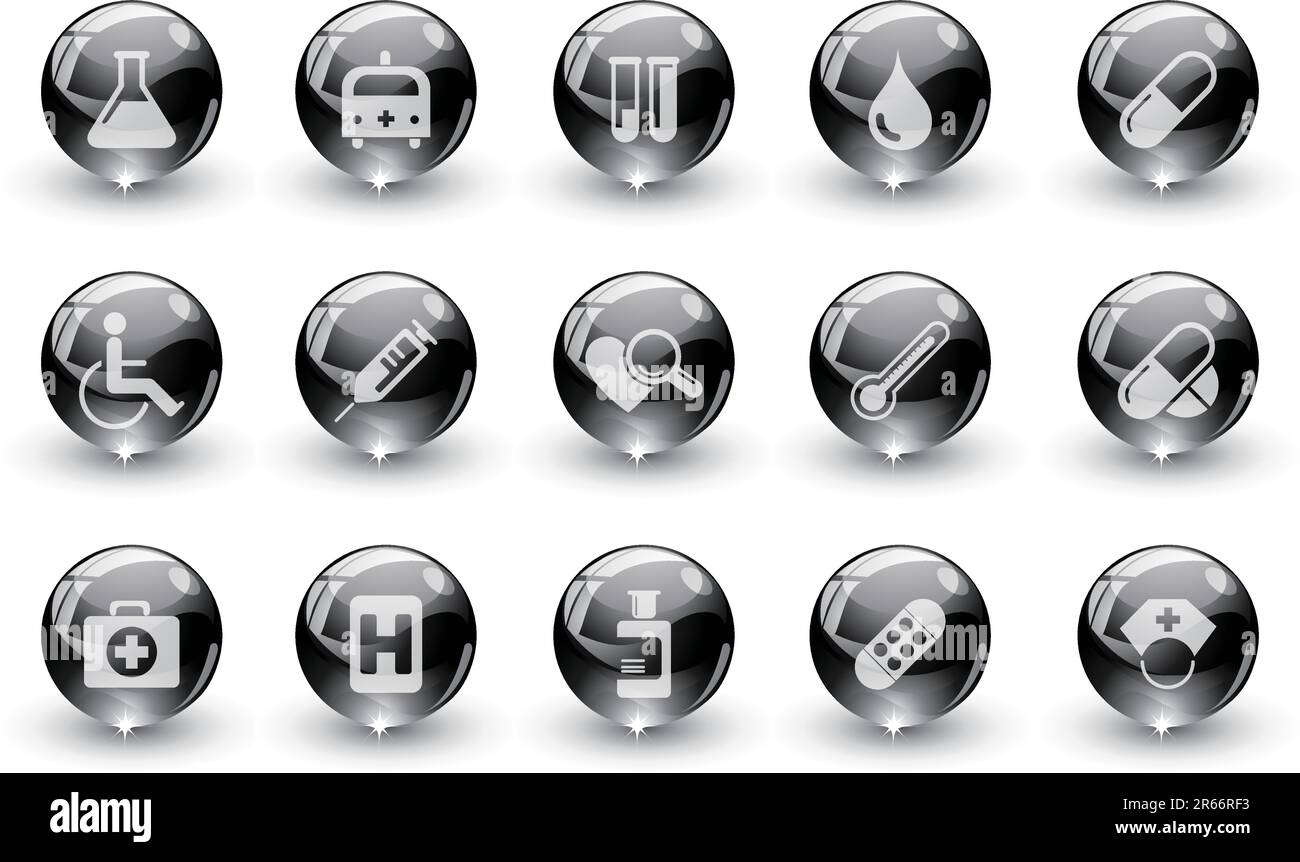 Healthcare and Pharma icons black crystal Series Stock Vector Image ...