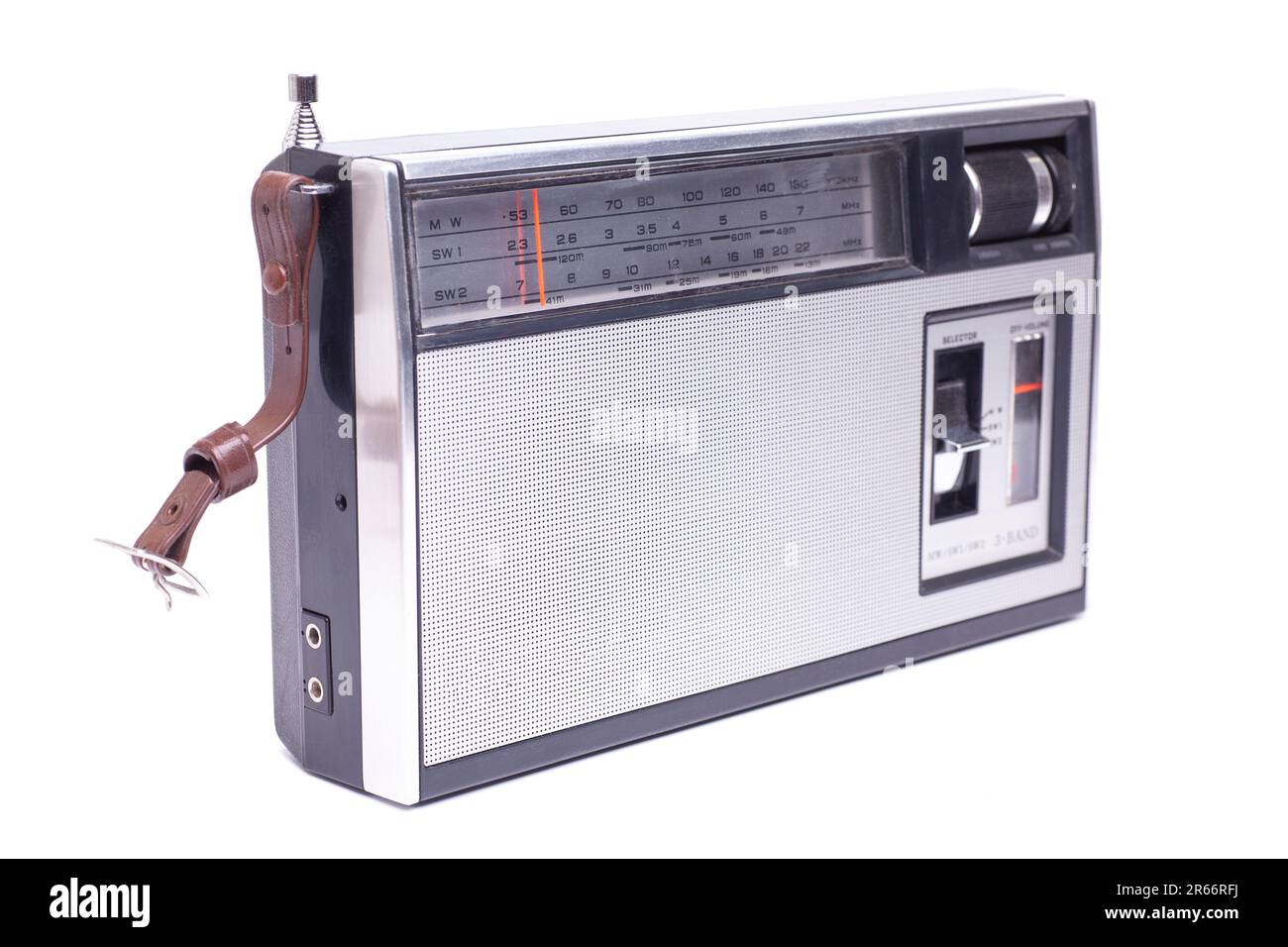 Vintage transistor radio isolated on white Stock Photo - Alamy