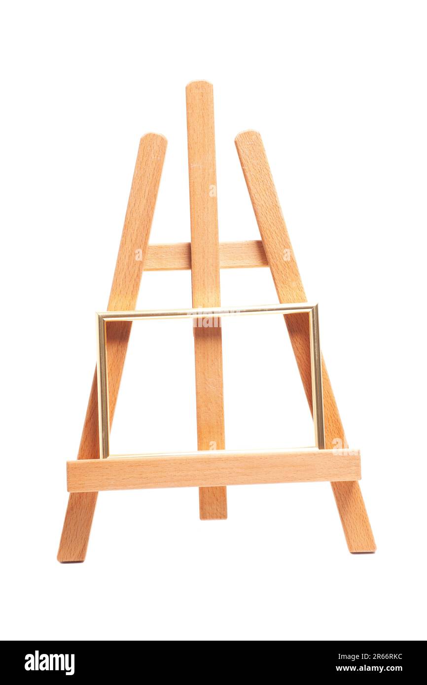 Artist wooden easel isolated on white Stock Photo - Alamy