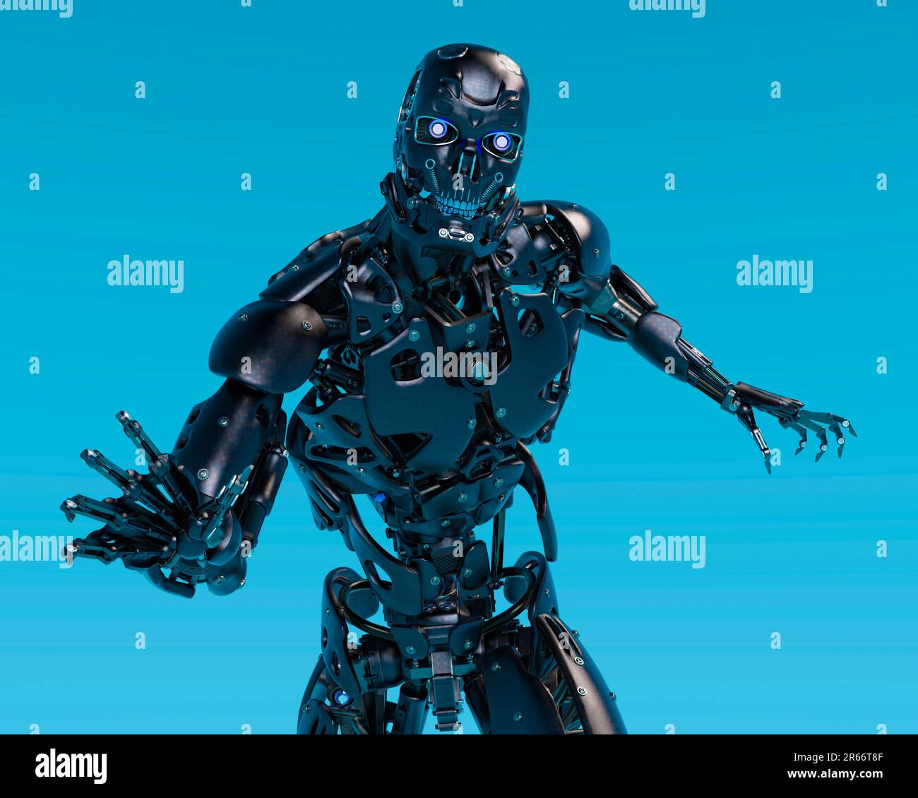 super cyborg skull gonna reach you, 3d illustration Stock Photo - Alamy