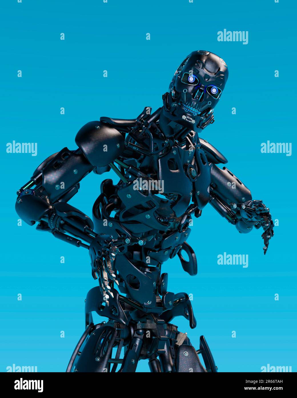 super cyborg skull hip hop pose, 3d illustration Stock Photo - Alamy